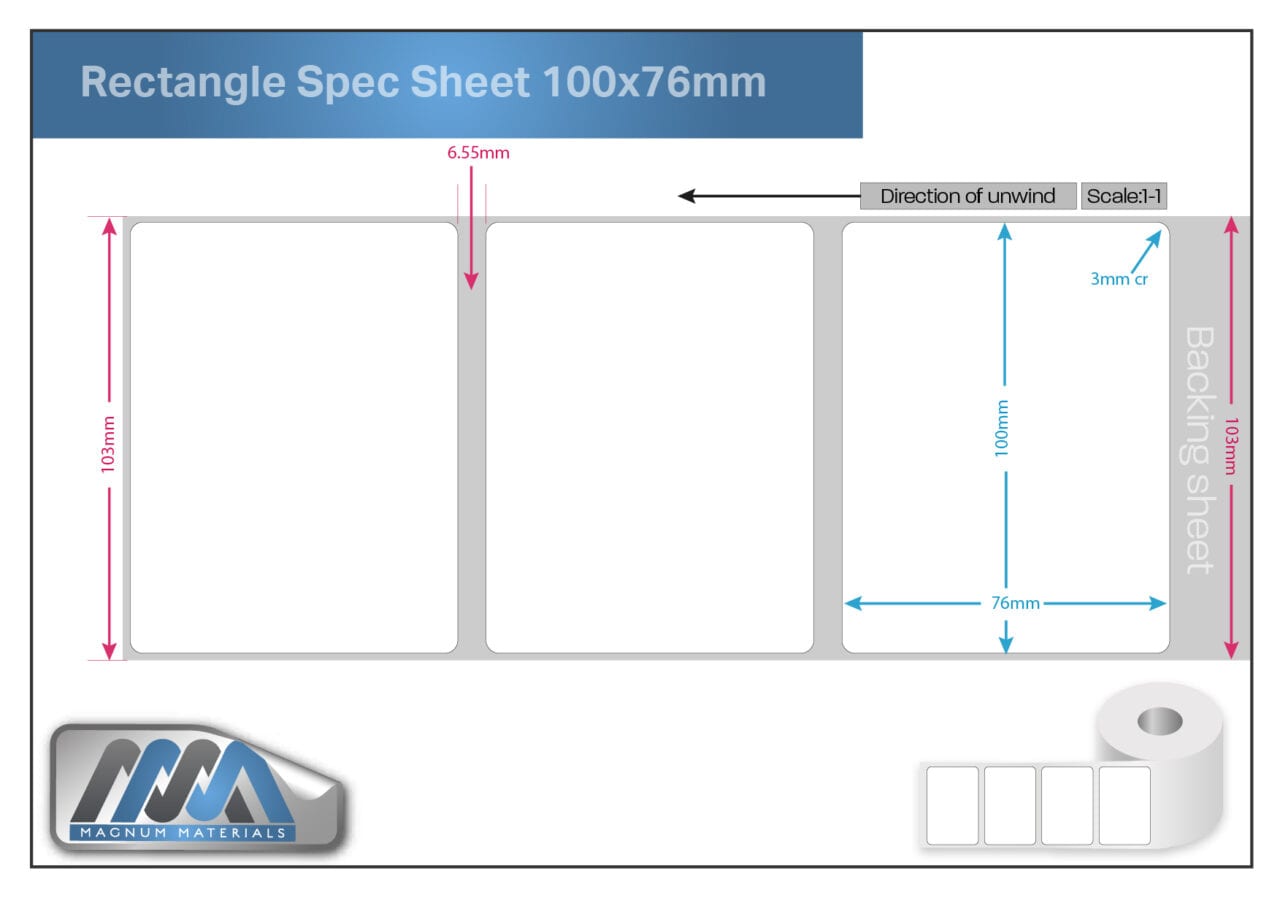 Rectangle Labels 100x76mm - Magnum Materials - Labelling Made Easy