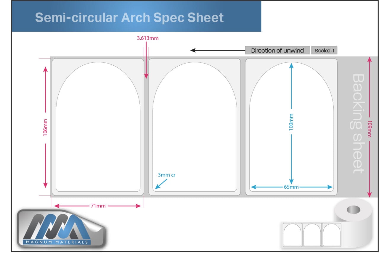 Arched label 100x65mm - Magnum Materials - Labelling Made Easy